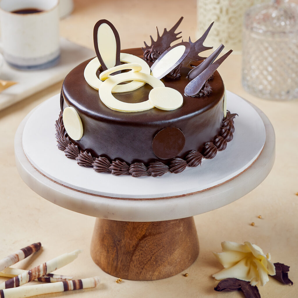 Chocolate White Ring Garnish Cake - Just Baked